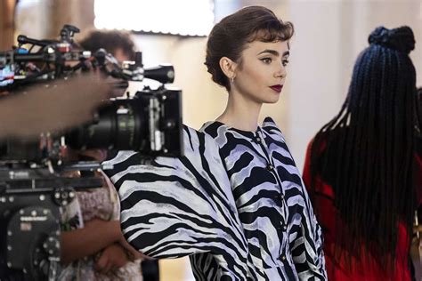 Lily Collins Camille Razat Romper And Jacket Led Costume Balmain