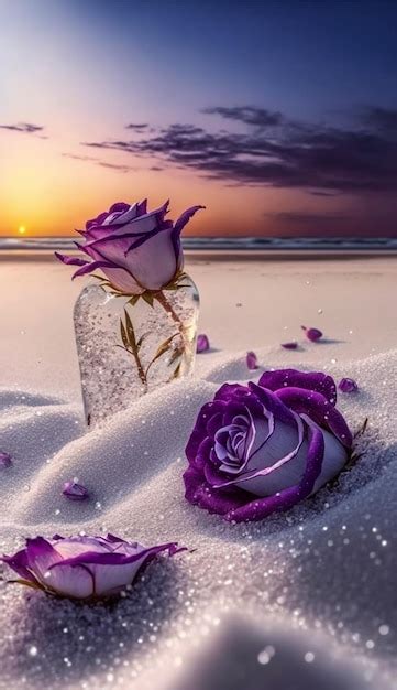 Fondos De Pantalla De Rosas Moradas En La Arena Foto Premium