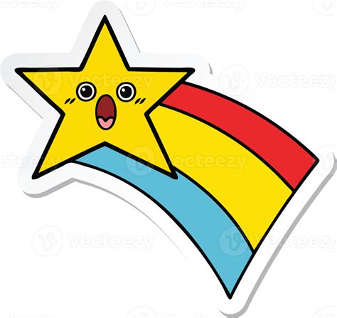 pegatina de una linda estrella arcoíris fugaz de dibujos animados