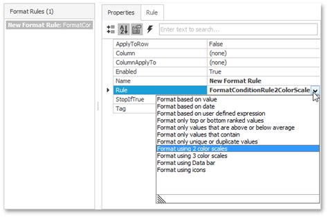 how to apply a two color scale format to a column winforms controls devexpress documentation