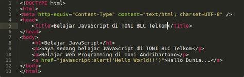 cara memasukkan input kode javascript ke dalam html toni blc telkom