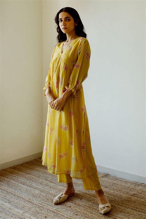 Shop For These Amazing Collections Of Yellow Chanderi Printed Rose V
