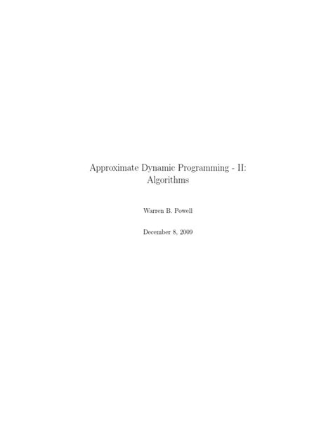 approximate dynamic programming ii algorithms warren b powell pdf dynamic programming