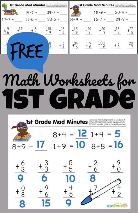 1St Grade Math Printable Worksheets