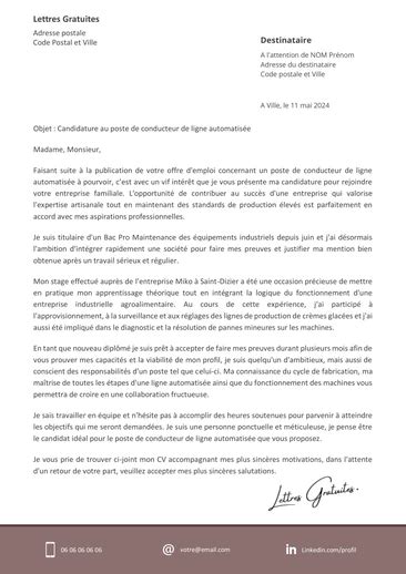 Lettre De Motivation Conducteur De Ligne De Production