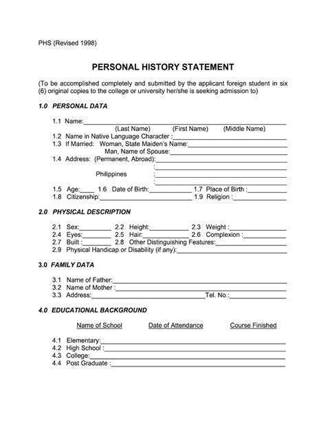 Personal History Statement Fill Out Sign Online DocHub