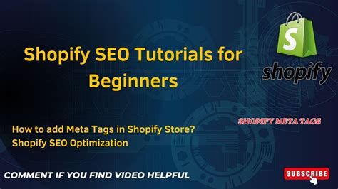 Shopify Store Meta Tags Shopify Seo Tutorials For Beginners Shopify