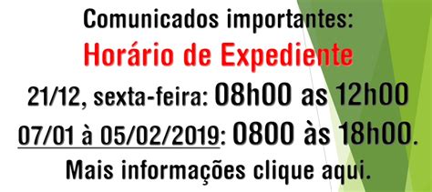Comunicados Importantes Horário de Expediente