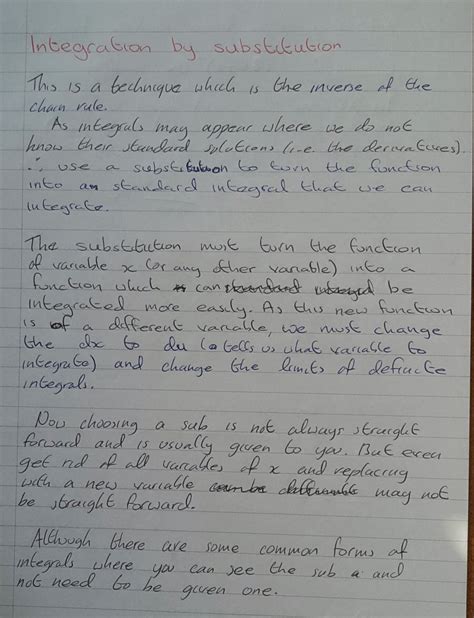 a level maths notes a2 integration ii substitution