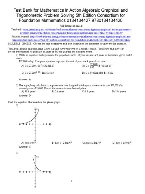 mathematics in action algebraic graphical and trigonometric problem solving 5th edition