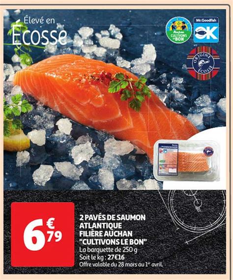 Promo 2 Pavés De Saumon Atlantique Filière Auchan cultivons Le Bon