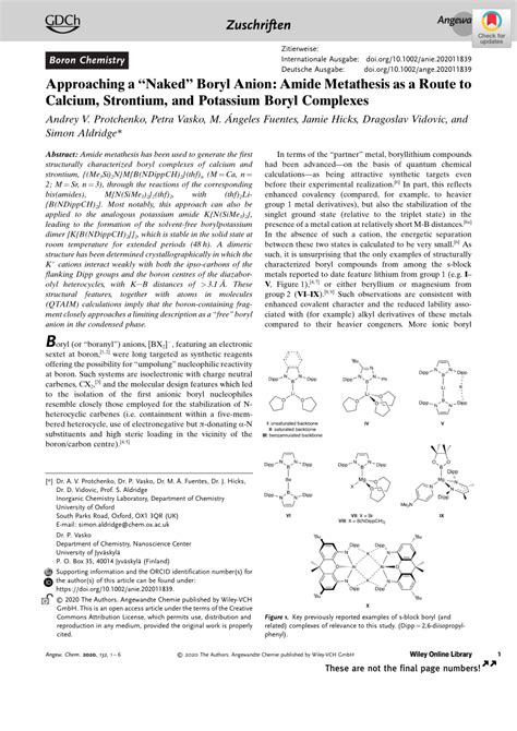 Pdf Approaching A Naked Boryl Anion Amide Metathesis As A Route To