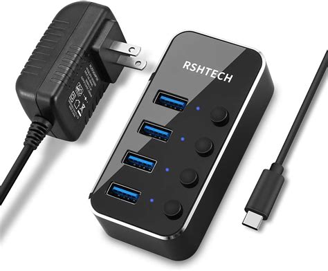 موزع USB ار شتيك يعمل بالطاقة بـ 4 منافذ USB C الى USB 3 0 موزع موزع
