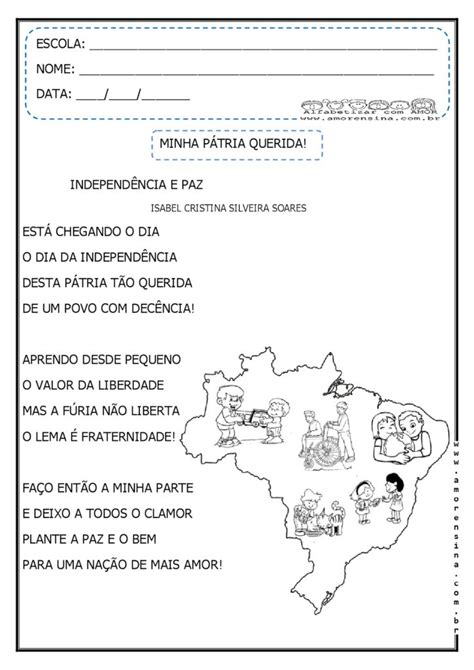 Semana Da P Tria Independ Ncia E Paz Poema E Atividades Para O