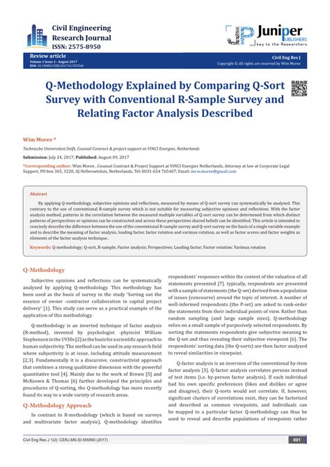 pdf q methodology explained by comparing q sort survey with conventional r sample survey and