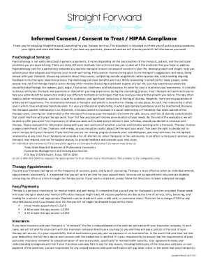 Fillable Online HIPAA And The Law Of Informed Consent Compliancy