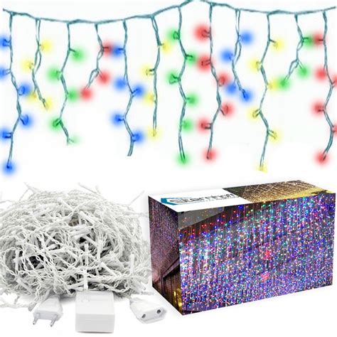 LAMPKI SOPLE 500 LED KOLOROWE ZEWNĘTRZNE KURTYNA ŚWIETLNA GIRLANDA