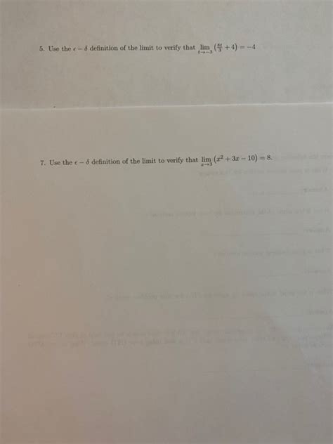 solved 5 use the e 8 definition of the limit to verify that