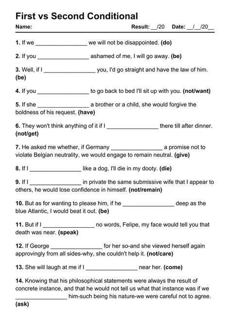 Printable First Vs Second Conditional Pdf Worksheets Grammarism
