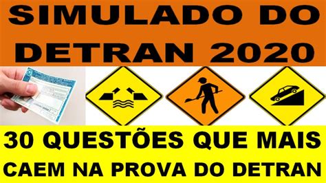 SIMULADO DETRAN 2020 Prova do Detran 30 QUESTÕES que mais caem na