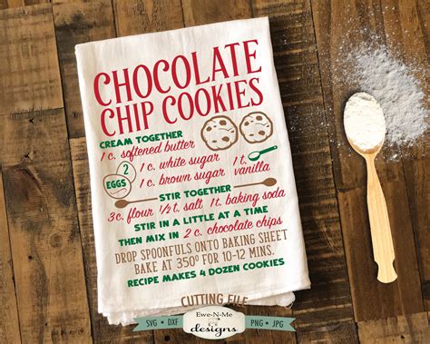 Chocolate Chip Cookie Recipe SVG Cookie Recipe Svg Kitchen Etsy Canada
