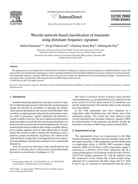 pdf wavelet network based classification of transients using dominant frequency signature