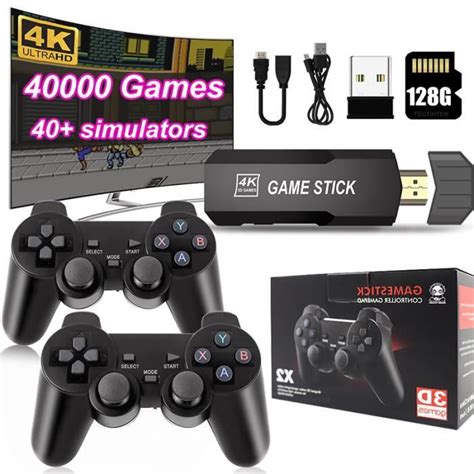 128G Console de jeu vidéo rétro avec Double manette 2 4G sans fil 4K HD