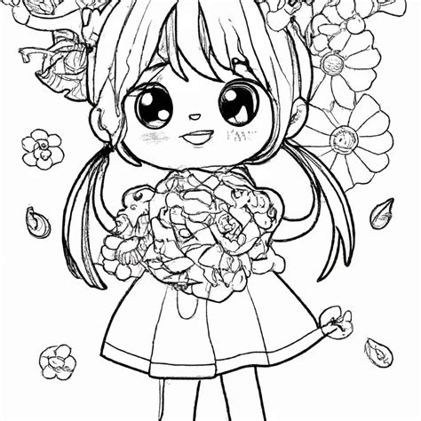 Encantadores Desenhos De Menina Flores Para Imprimir E Colorir