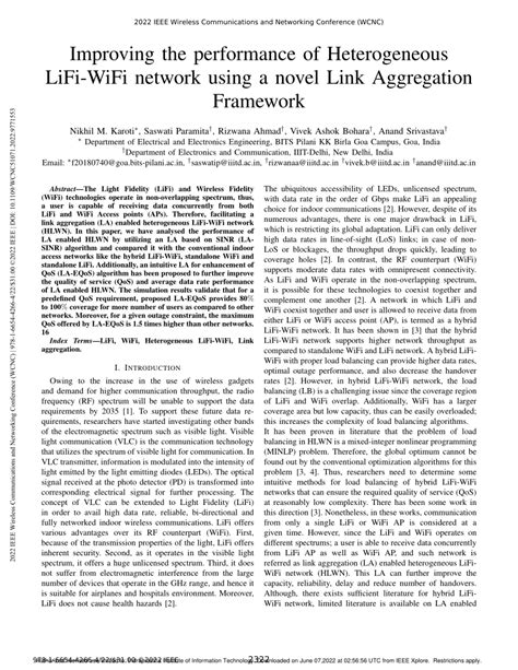 pdf improving the performance of heterogeneous lifi wifi network using a novel link
