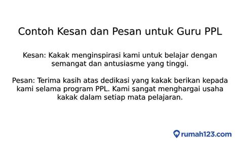 15 Contoh Kesan Dan Pesan Untuk Guru PPL Yang Berkesan