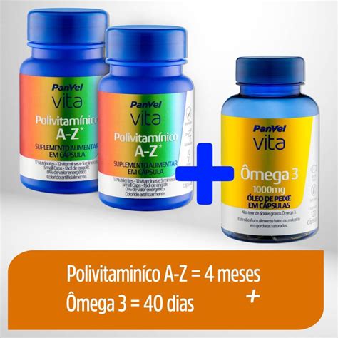 Kit Panvel Vita Az 60 Cápsulas 60 Cápsulas Ômega 3 120 Cápsulas