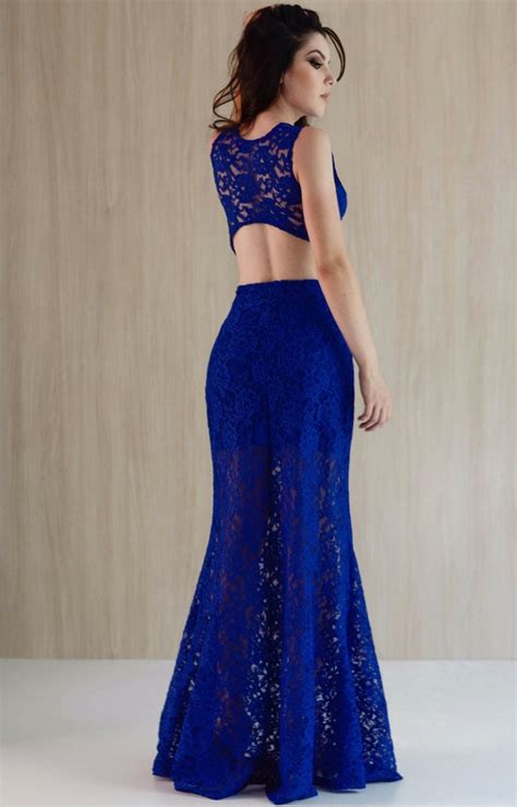 Vestido Longo Em Renda Decote Nas Costas Festa Madrinha E071 R 188