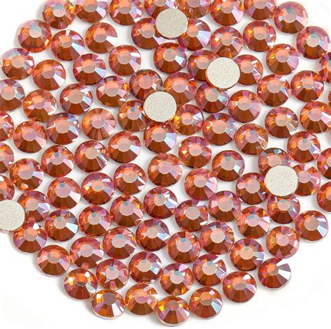Beadsland 1440 Pieces Flat Back Crystal Rhinestones Round Gems Amber