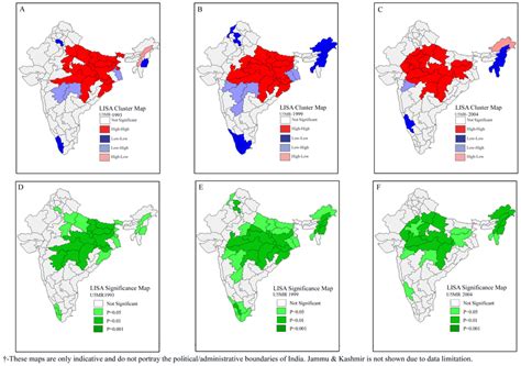 Bivariate Lisa Cluster And Significance Maps Depicting Spatial