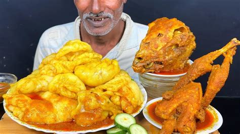 Eating Spicy Deshi Chikhen Curry Goat Head Curry Oily Mutton Fat Curry