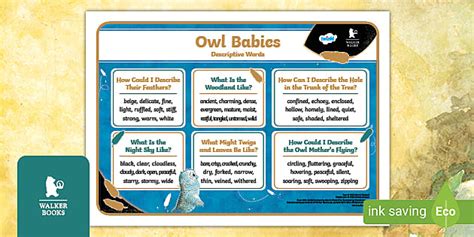 Free Ks Owl Babies Descriptive Word Mat Ages