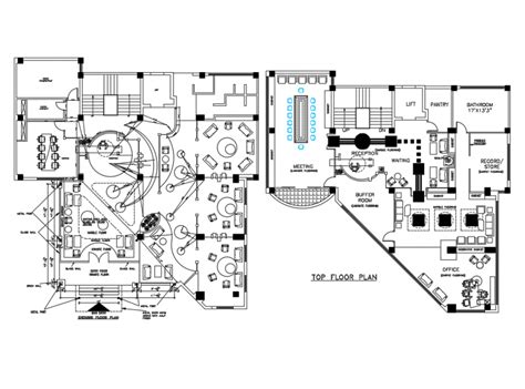 Corporate Office Ground And First Floor Plan Layout Details Dwg File