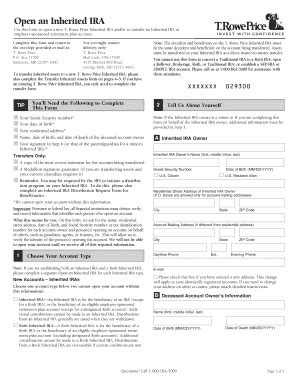 T Rowe Price Inherited Ira Fill Online Printable Fillable Blank