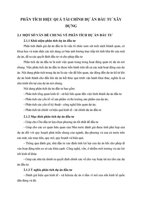 Phân tích hiệu quả tài chính dự án đầu tư PHÂN TÍCH HIỆU QUẢ TÀI