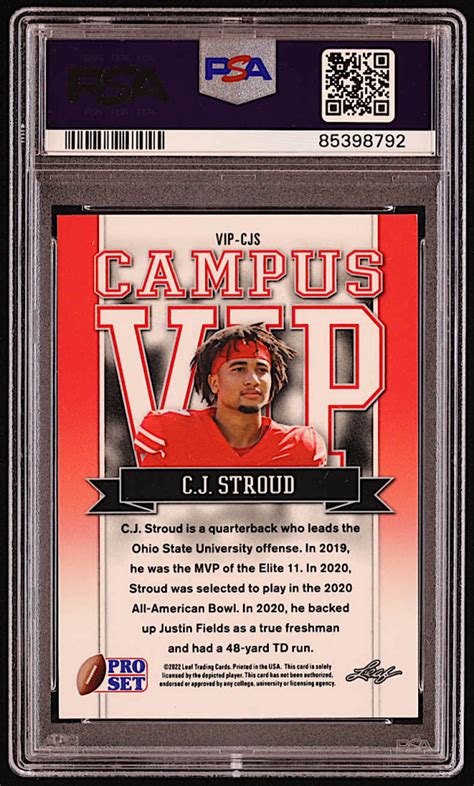 C J Stroud 2022 Leaf Pro Set Metal Draft Prospects Campus VIP