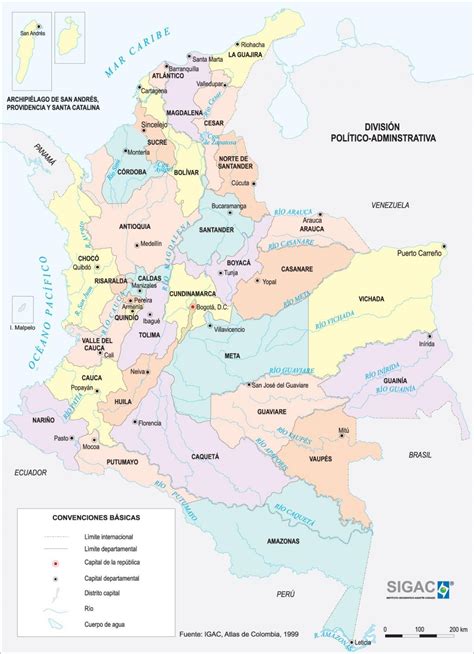 Mapa De Departamentos De Colombia
