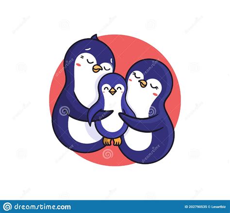 La Familia De Los Pingüinos Del Logo Está Abrazando Padres De Animales