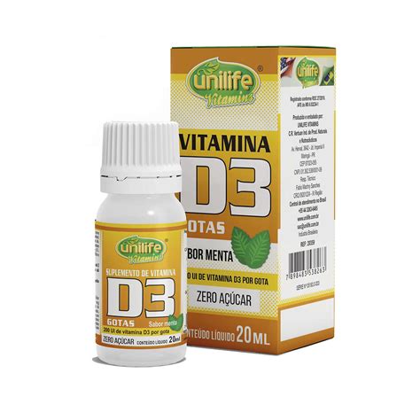 Vitamina D3 2000UI Gota Colecalciferol Gotas 20 Ml Unilife