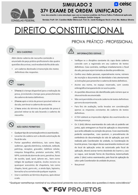 Simulado 2 DIREITO CONSTITUCIONAL PROVA PRÁTICO PROFISSIONAL