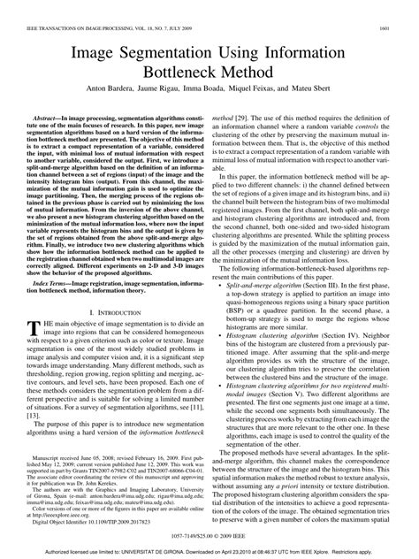 pdf image segmentation using information bottleneck method