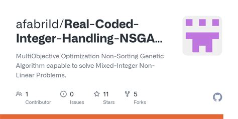 github afabrild real coded integer handling nsga ii multiobjective optimization non sorting