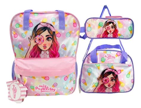 Mochila Lonchera Y Lapicera Mis Pastelitos Primaria Original Ruz