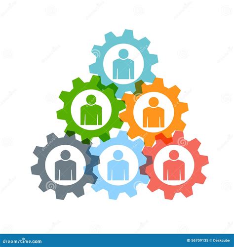 Teamwork People Gear Triangle Logo Stock Vector Illustration Of