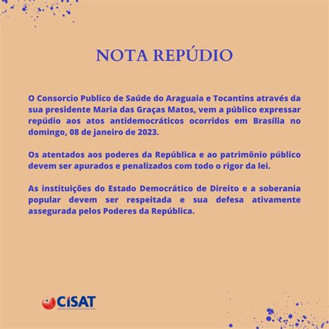 NOTA DE REPÚDIO AOS ATOS ANTIDEMOCRÁTICOS EM BRASÍLIA CISAT