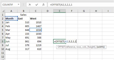 how to use the excel offset function in easy steps